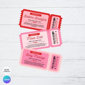 Love Coupon Template - Valentine DIY Gift for Couples, Activity Tickets ...