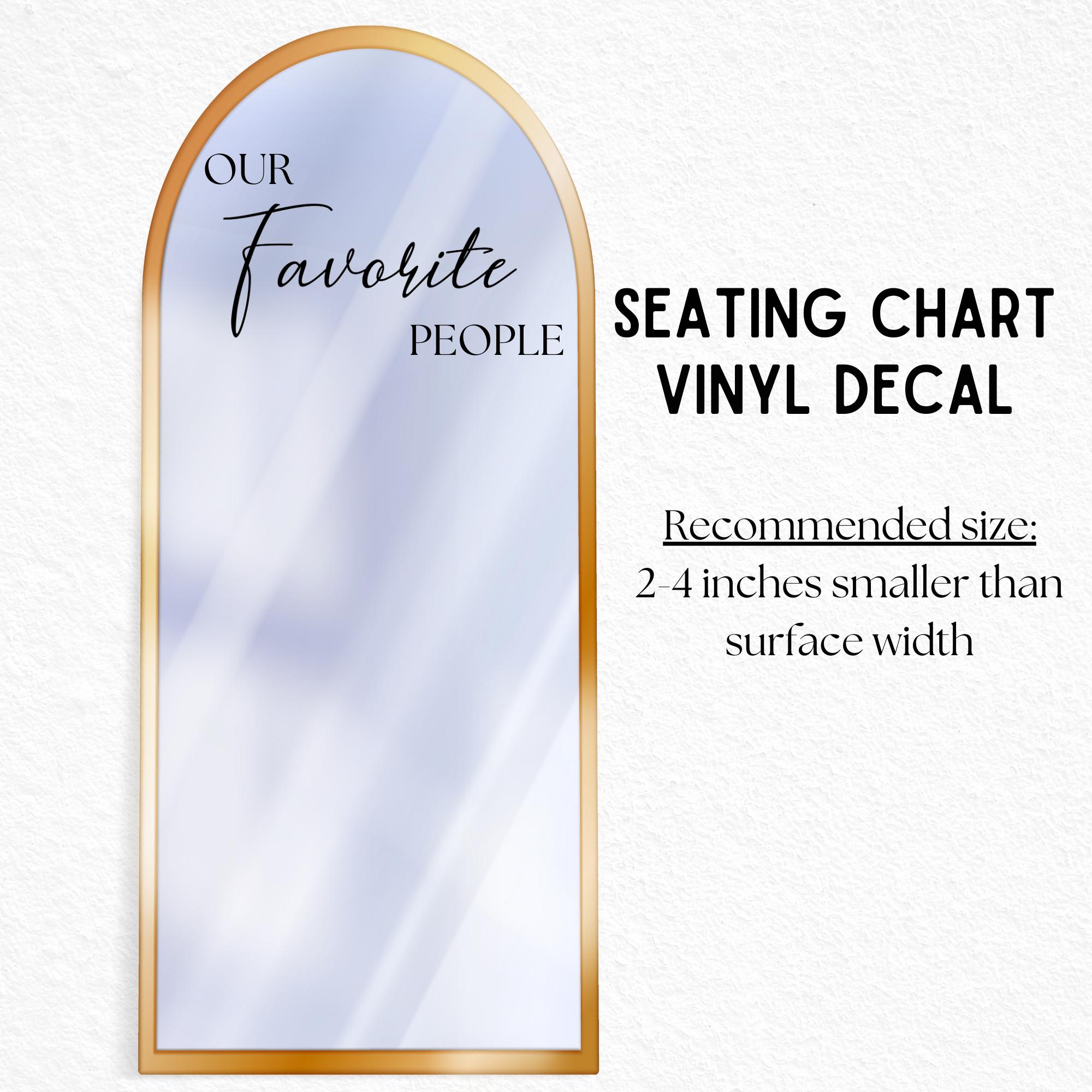 Vinyl Decal for Seating Chart - Our Favorite People - Wedding Sticker ...