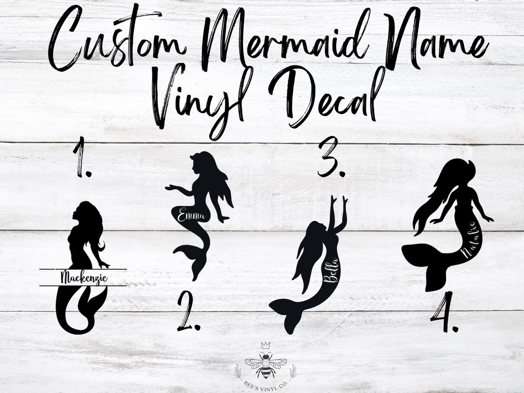 Custom Mermaid Name Decal - Choose Your Style, Font, Size, Color! Vinyl ...