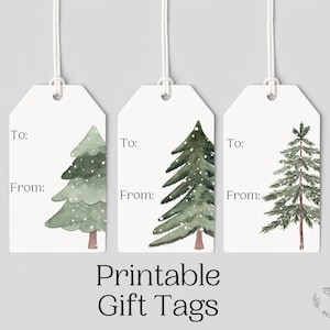 Watercolor Christmas Tree Printable Gift Tag for Christmas - Print at ...