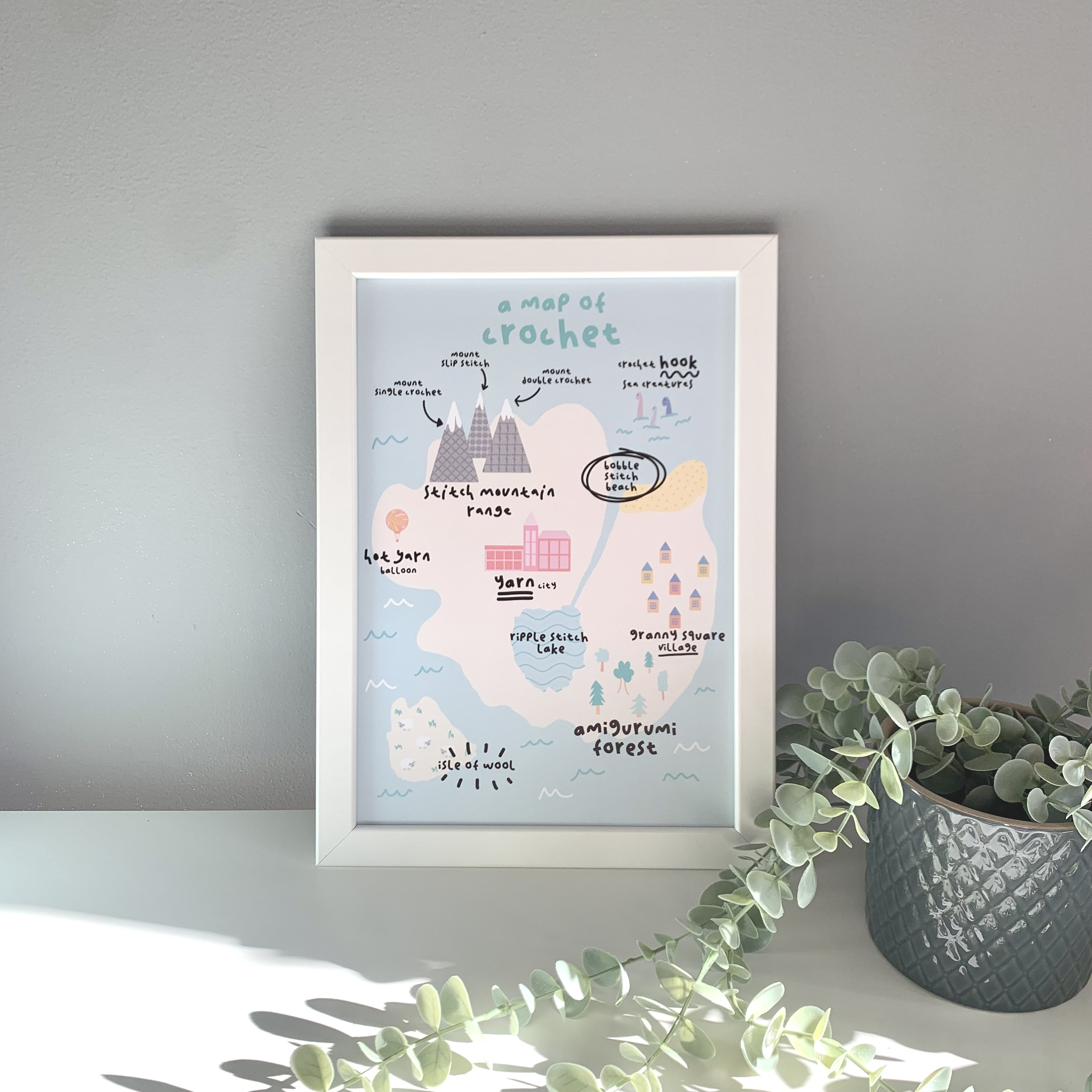 Map of Crochet Art Print A4 Print Gift for Crochet Lovers - Etsy UK