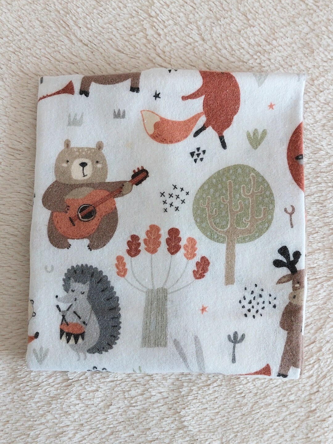 Woodland Cotton Flannel Baby Swaddle: Animals & Trees Theme - Etsy