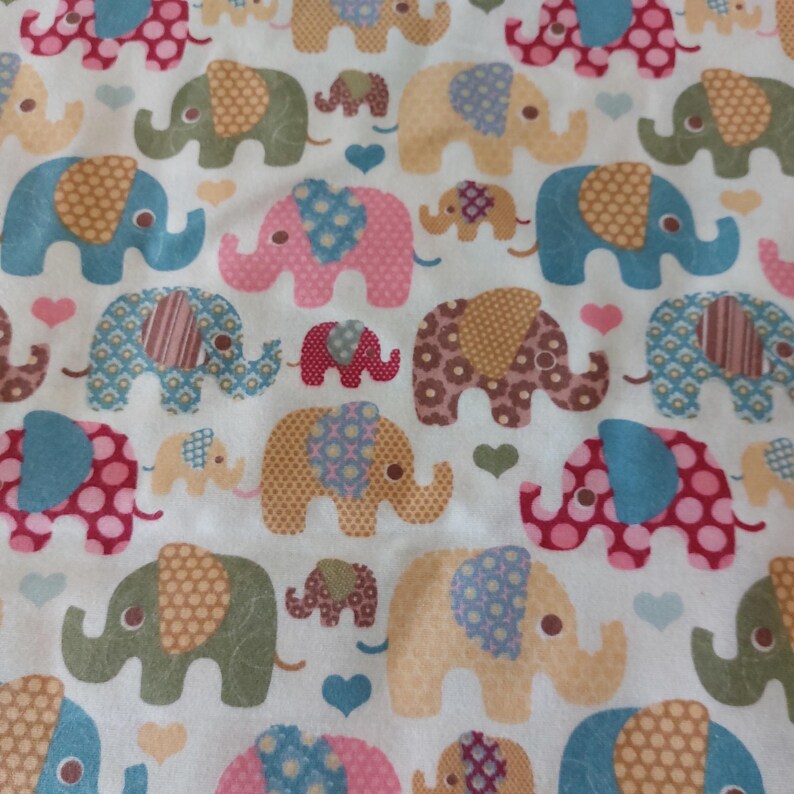 94" Elephant Hearts Pattern Cotton Flannel Fabric by the Yard, Bright ...