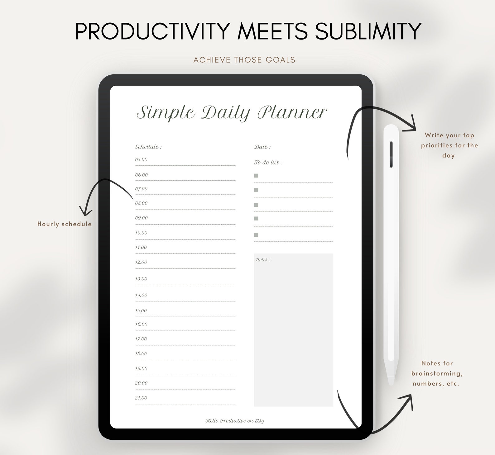 Printable and Fillable Simple Daily Planner, Daily to Do List ...
