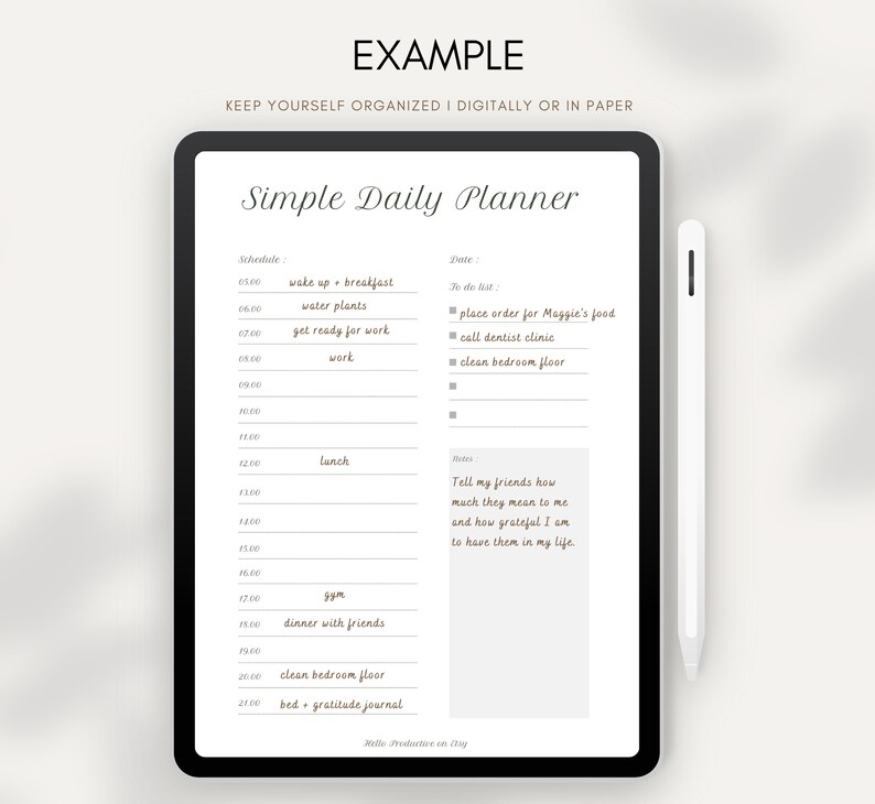 Printable and Fillable Simple Daily Planner, Daily to Do List ...