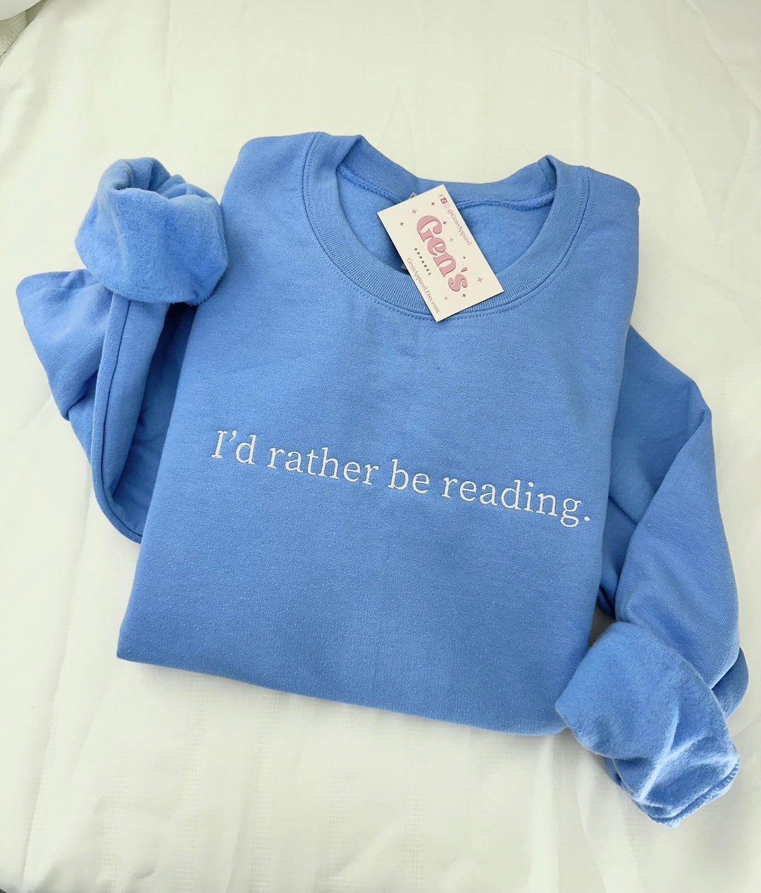 I'd Rather Be Reading Embroidered Sweatshirt for Book Lover Sweatshirt ...