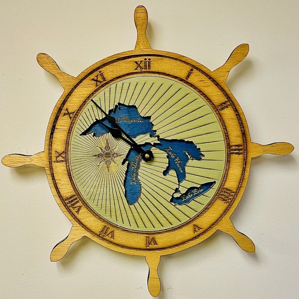 Michigan Great Lakes Wall Clock - Etsy