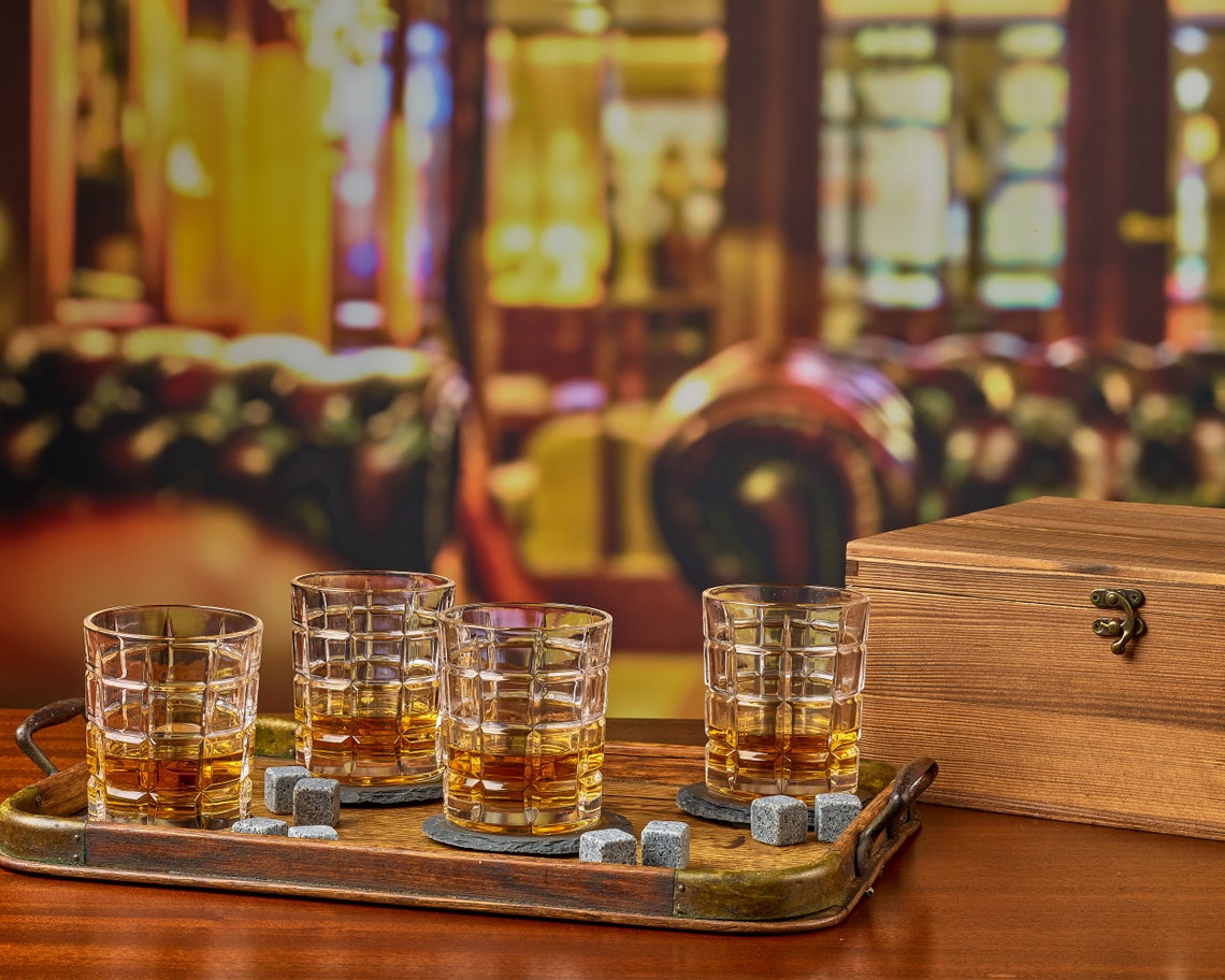 Personalized Wood Box Whiskey Glass Set Wood Box Set - Etsy