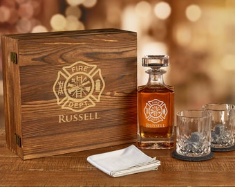 Personalized Fireman Whiskey Decanter Set With Gift - Etsy