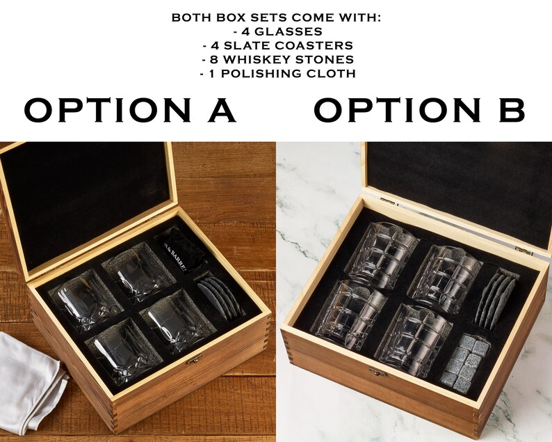 Personalized Wood Box Whiskey Glass Set Wood Box Set - Etsy