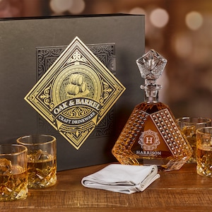 Triangle Whiskey Decanter Set Decanter Glass Set Bourbon - Etsy