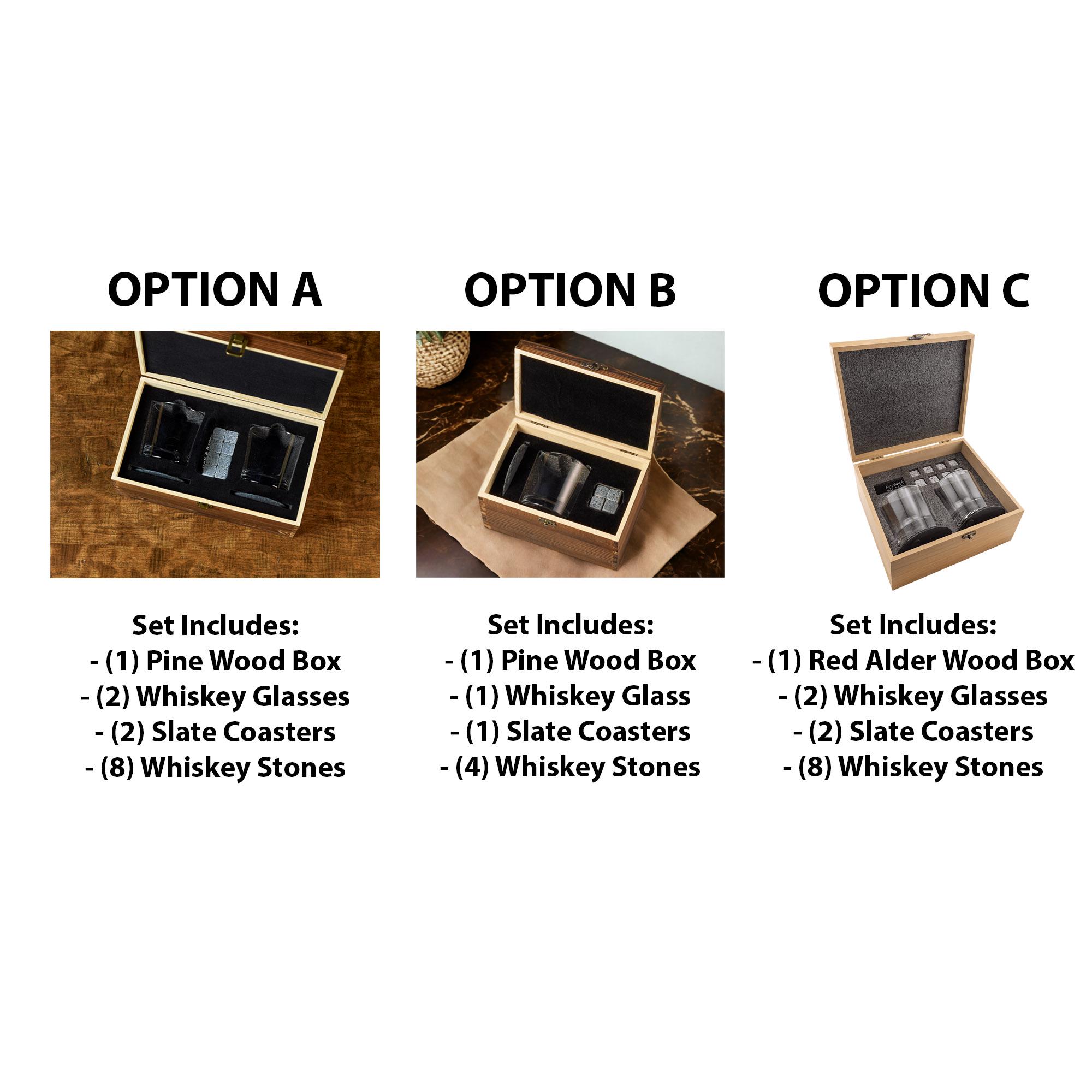 2-glass Wood Box Gift | Engraved Whiskey Glasses | Custom Bourbon ...