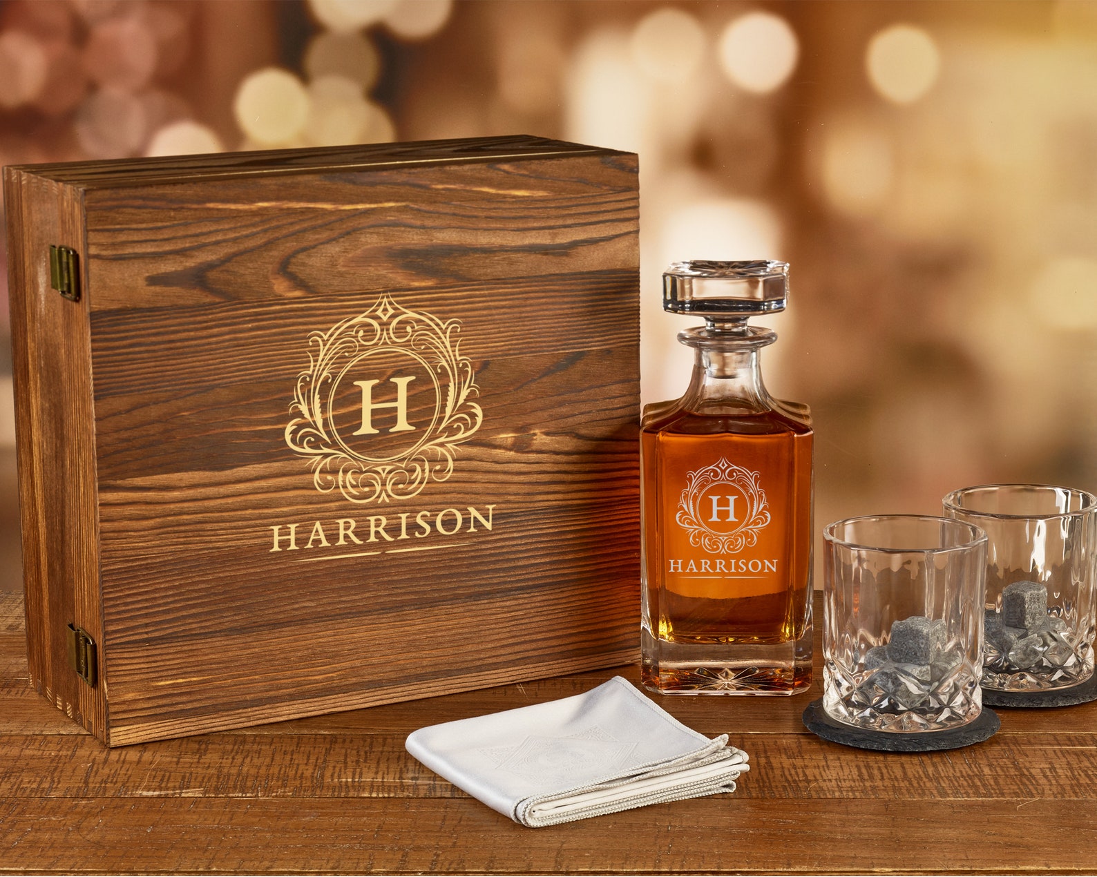 Barware Set Personalized Whiskey Decanter Set Gift for - Etsy