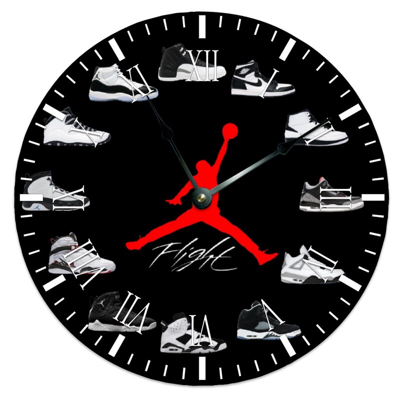 Sneakerhead Decor Air Jordan Wall Clock With 2D Mini Sneakers ...