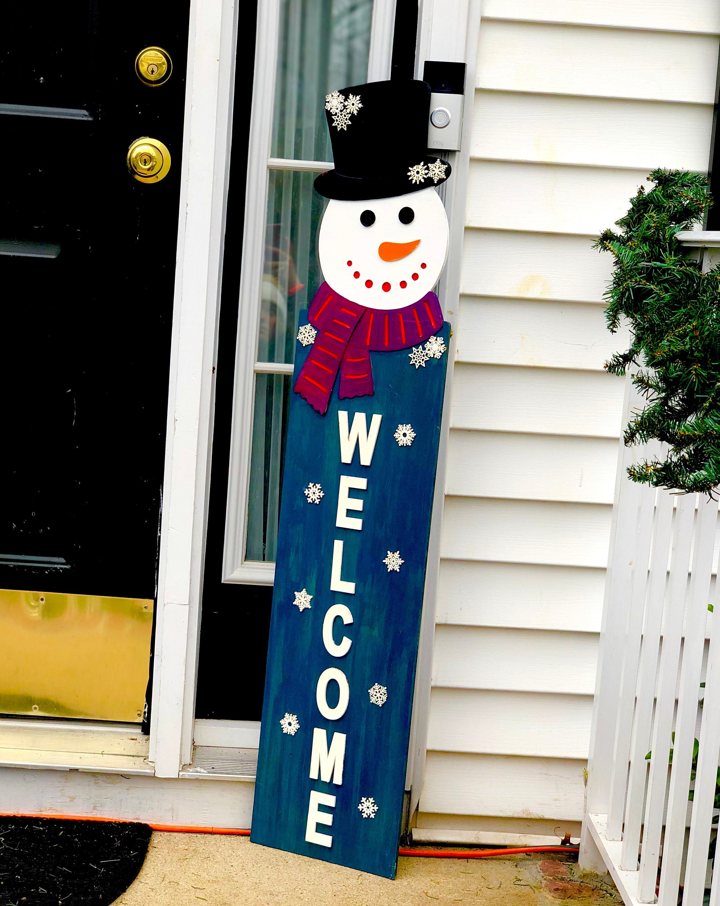Winter Porch Sign | Snowman Porch Sign | Outdoor Winter Welcome Sign ...