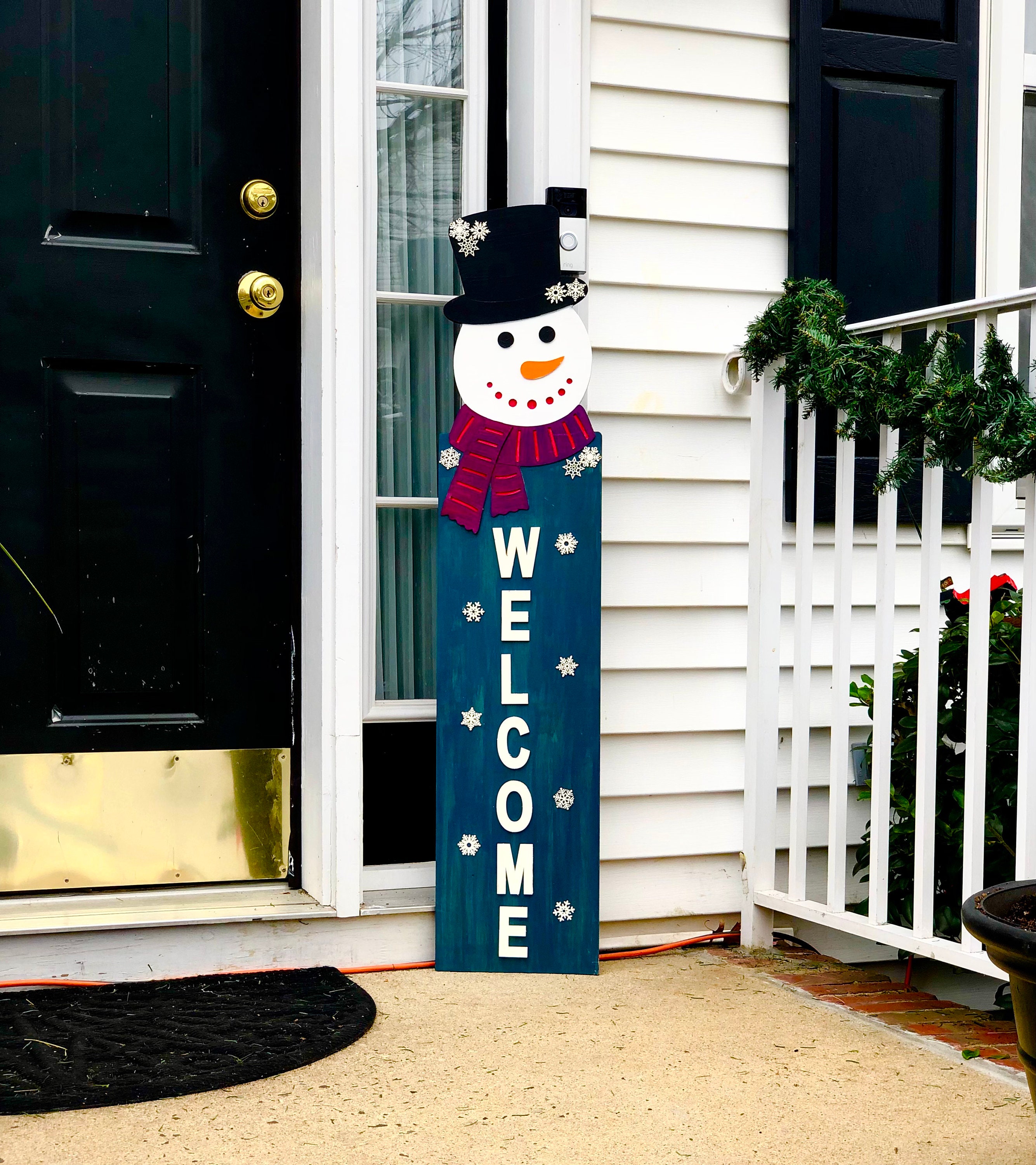 Winter Porch Sign | Snowman Porch Sign | Outdoor Winter Welcome Sign ...