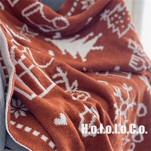 Warm Christmas Giftknitted Blanketred/orange Knitting Throw - Etsy