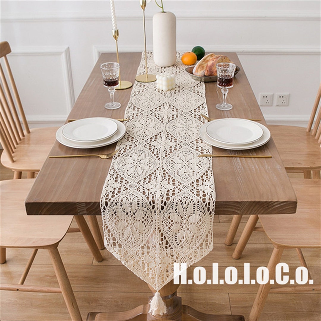 Vintage Lace Table Runner With Tassels,rustic Wedding Table Decor ...
