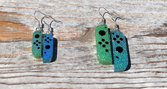 Holographic Blue/green Game Controller Earrings - Etsy