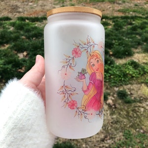 Tangled Rapunzel Pascal Watercolor Flower Glass Tumbler - Etsy