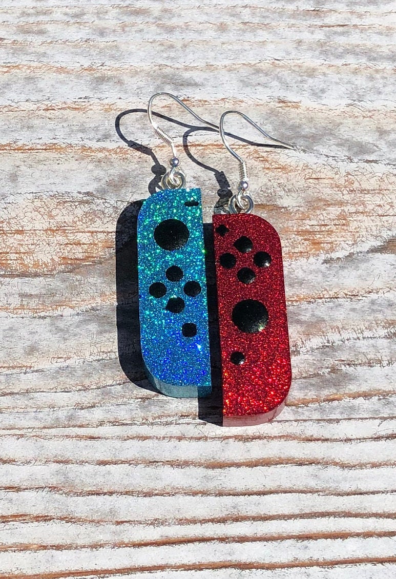 Holographic Red/blue Game Controller Earrings - Etsy