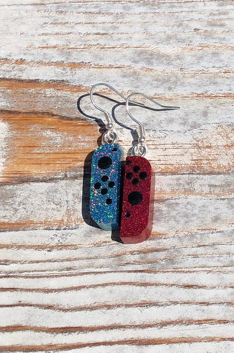 Holographic Red/blue Game Controller Earrings - Etsy