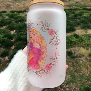 Tangled Rapunzel Pascal Watercolor Flower Glass Tumbler - Etsy
