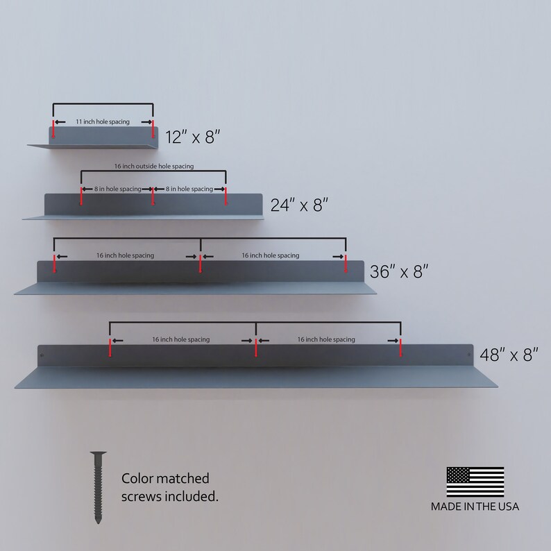 Custom Metal Floating Shelves Heavy Duty Pick Color and Size 14 Gauge ...