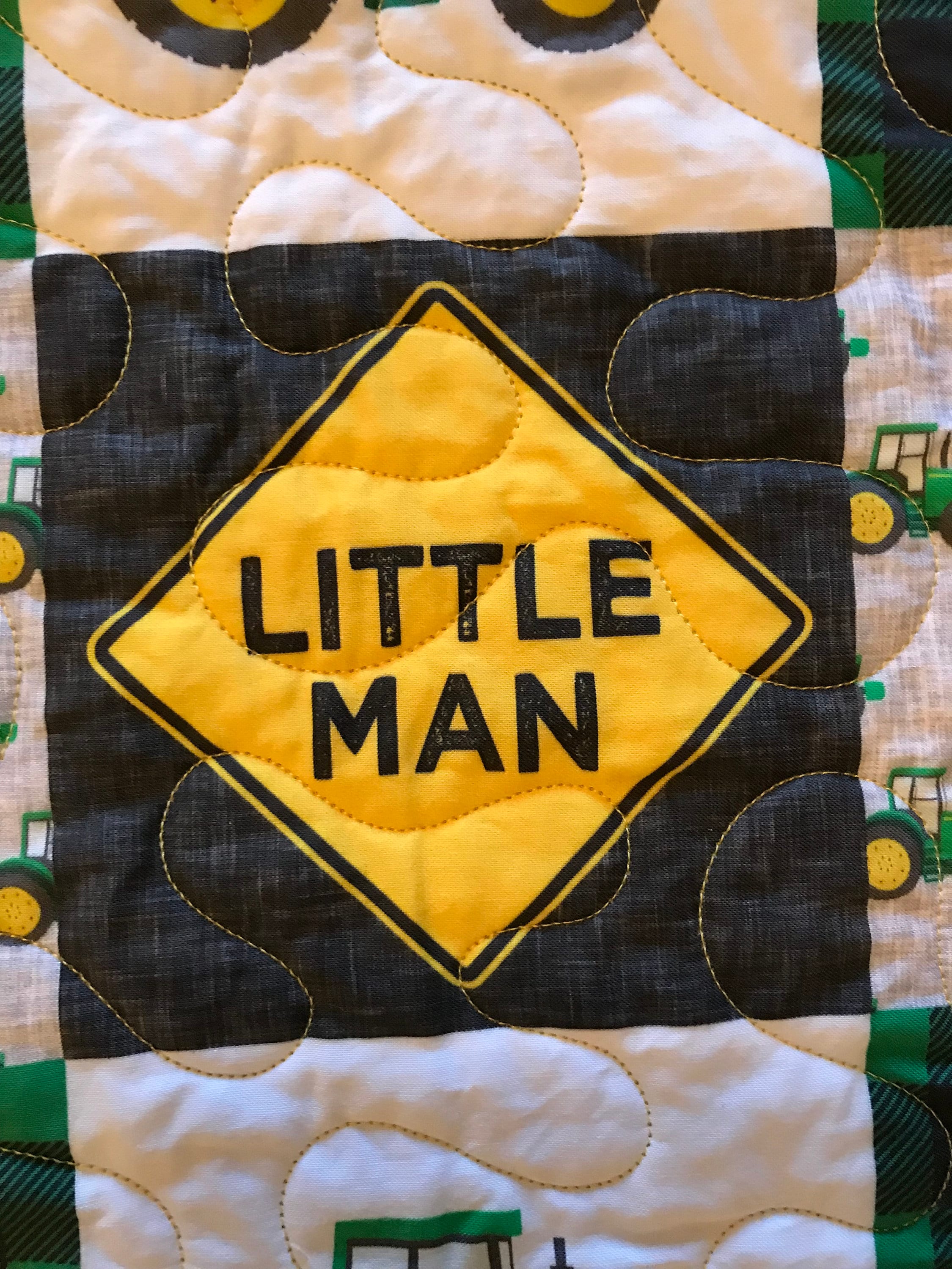 Green Tractor Baby Quilt, Boy, Tractor Theme Green Black Yellow Toddler ...