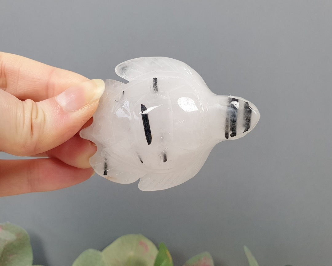 Tourmalated Quartz Turtle Crystal Carving Black Tourmaline & Quartz ...