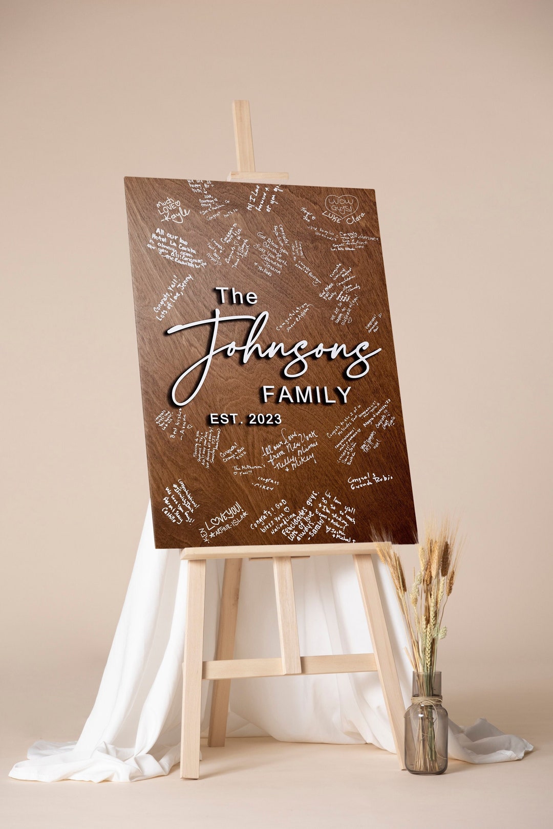 3D Wedding Guest Book Alternative Rustic Guest Book Sign - Etsy