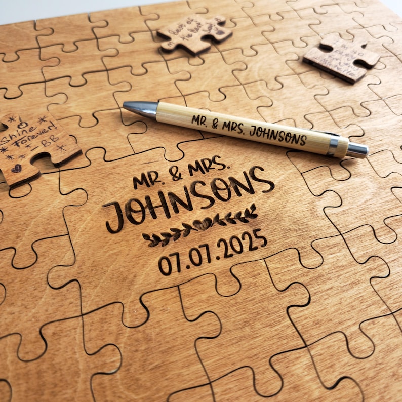 Personalized Wooden Puzzle Guest Book, Wedding Guestbook Alternative ...