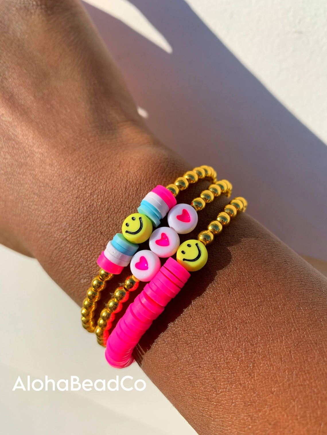 Party in Pink Preppy Bracelet Set - Preppy Clay Bead Bracelet - Etsy