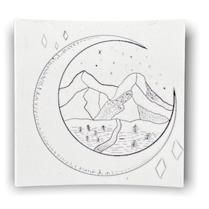 Mountain Moon Sticker, Moon Sticker, Trendy Stickers, Moon Laptop ...