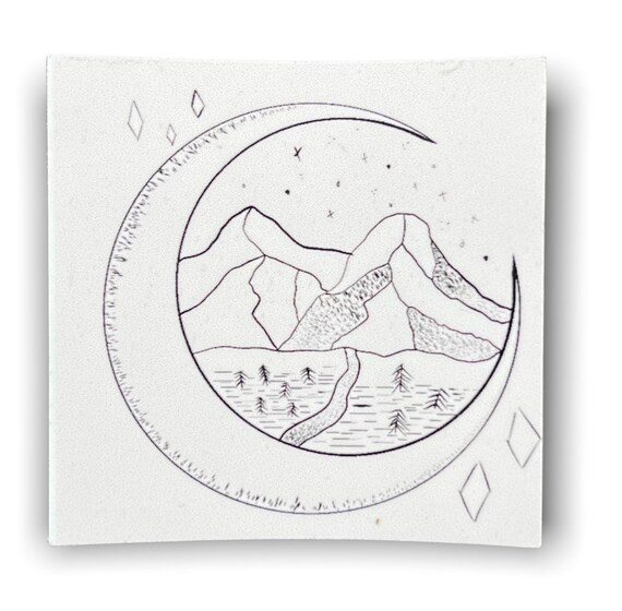 Mountain Moon Sticker Moon Sticker Trendy Stickers Moon | Etsy