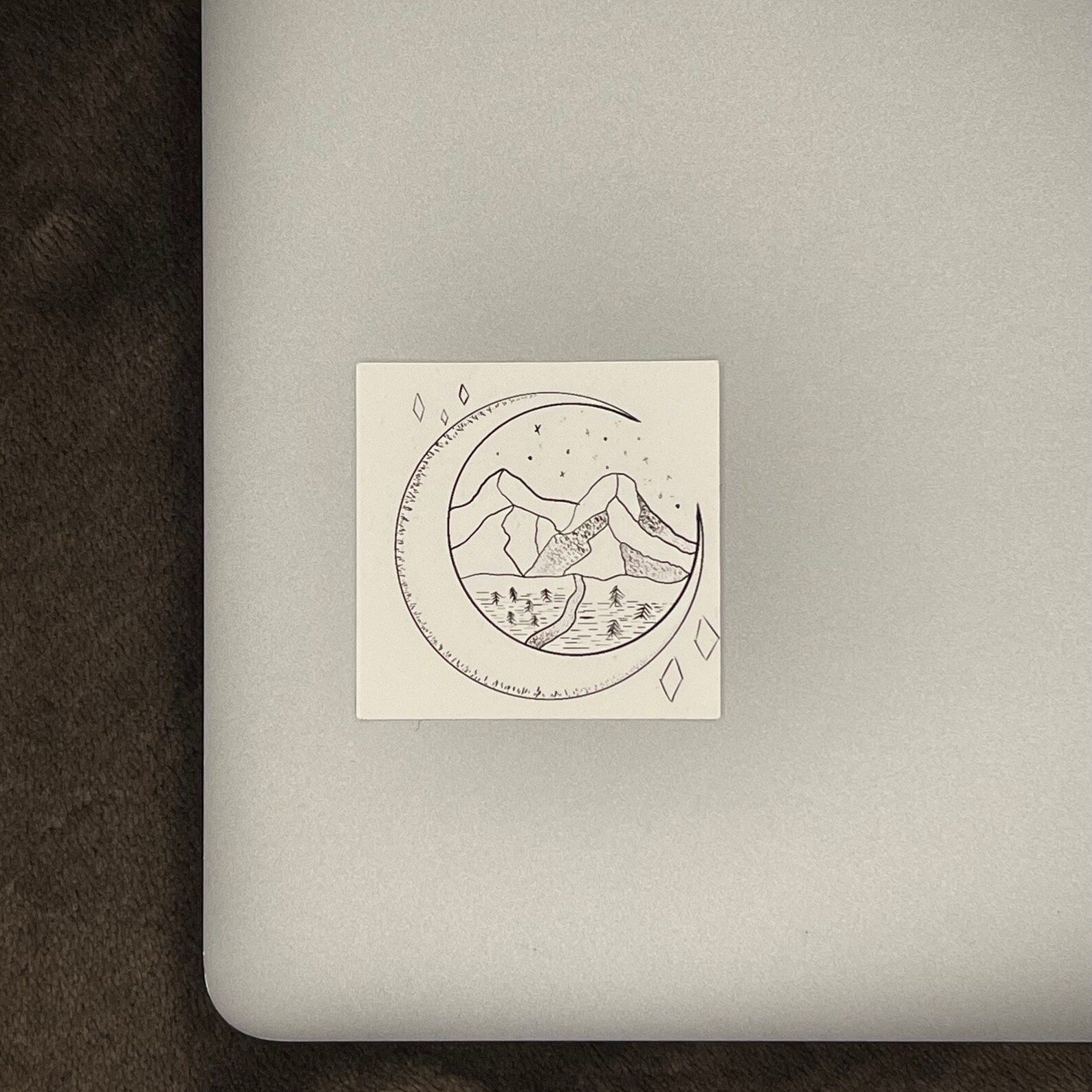 Mountain Moon Sticker, Moon Sticker, Trendy Stickers, Moon Laptop ...