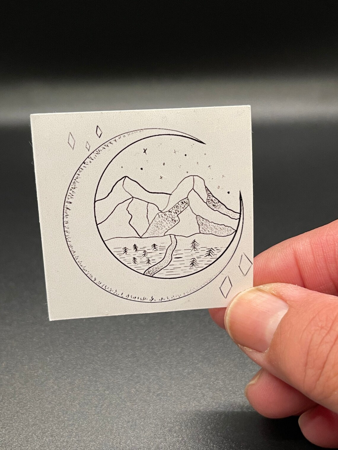 Mountain Moon Sticker, Moon Sticker, Trendy Stickers, Moon Laptop ...