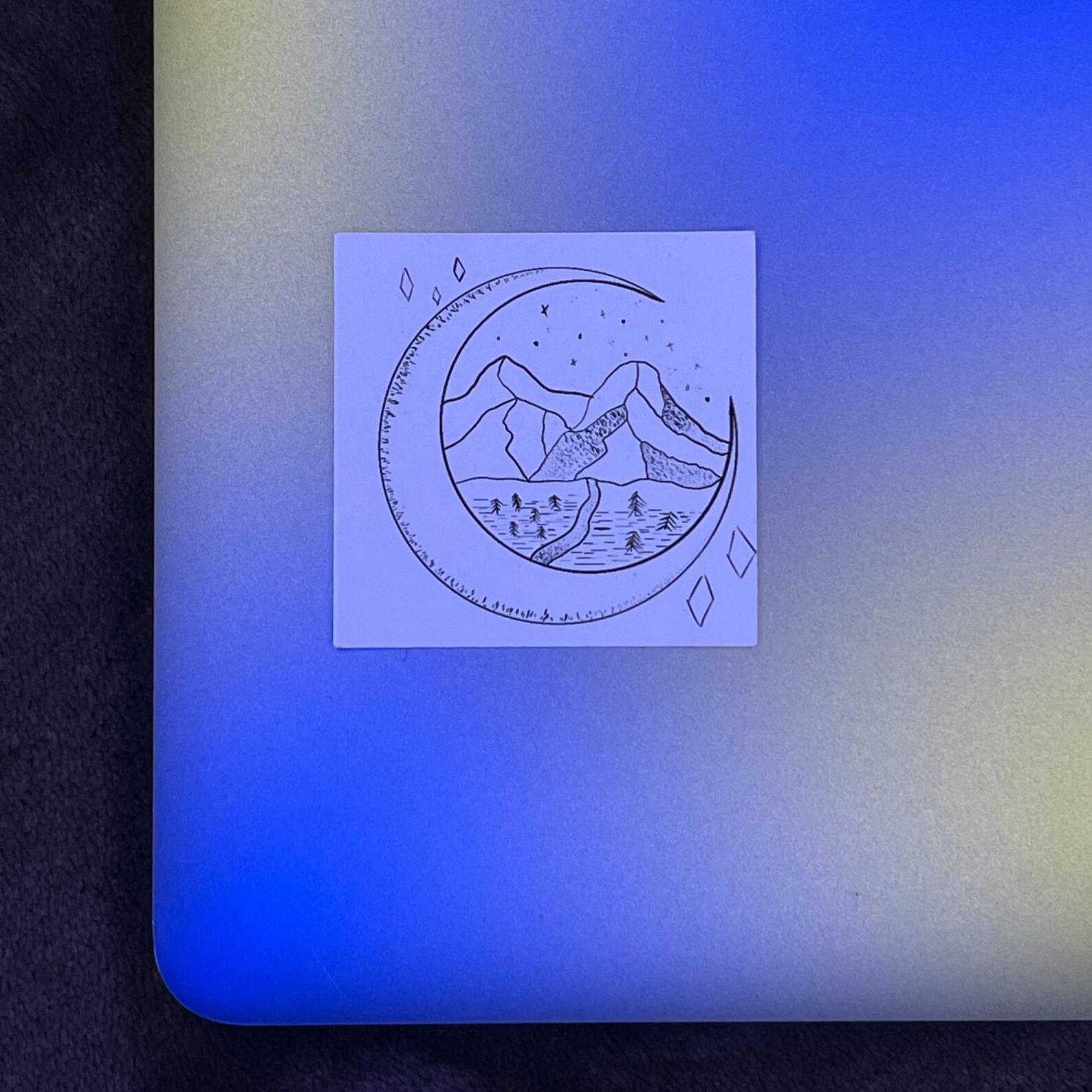 Mountain Moon Sticker, Moon Sticker, Trendy Stickers, Moon Laptop ...