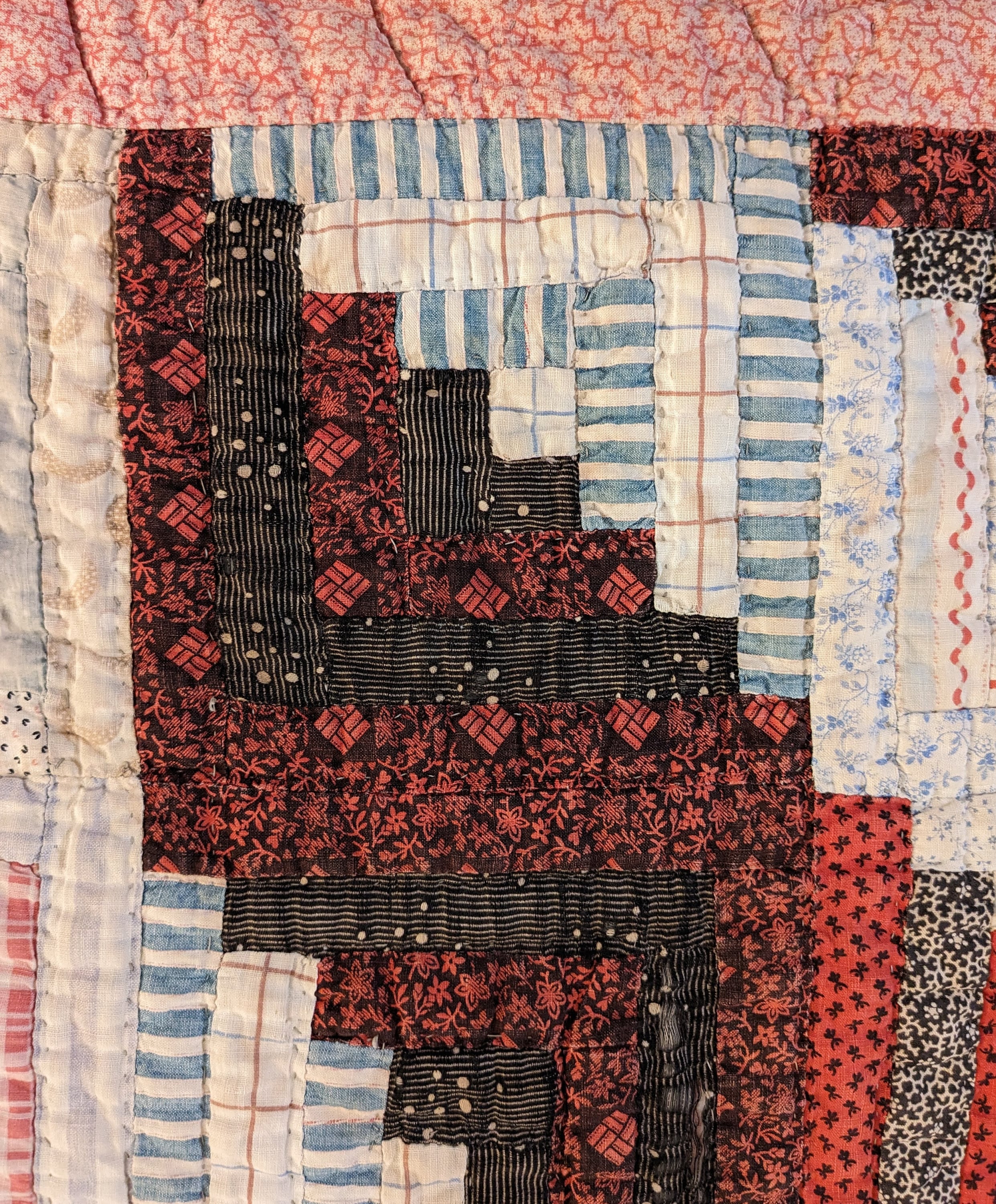 Antique Pink Log Cabin Small Quilt - Etsy