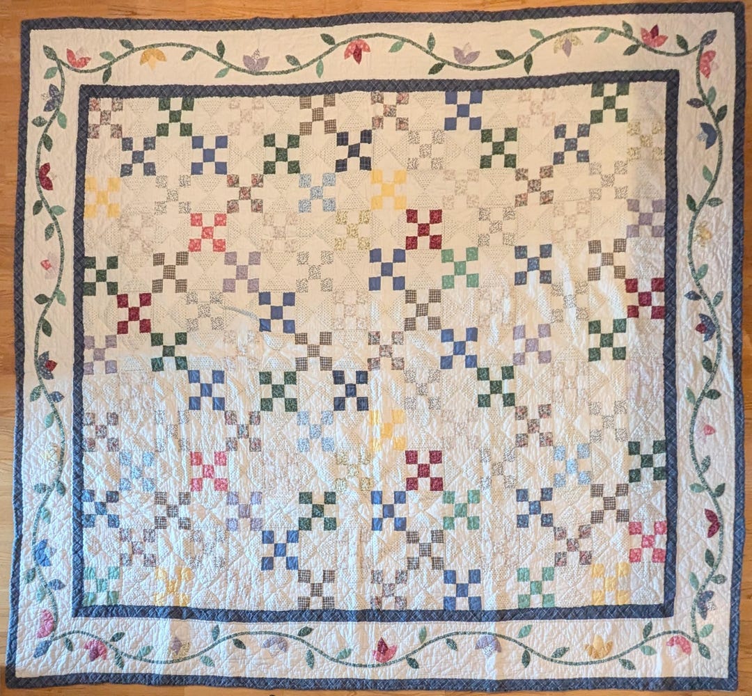 Nine Patch With Floral Border - Etsy