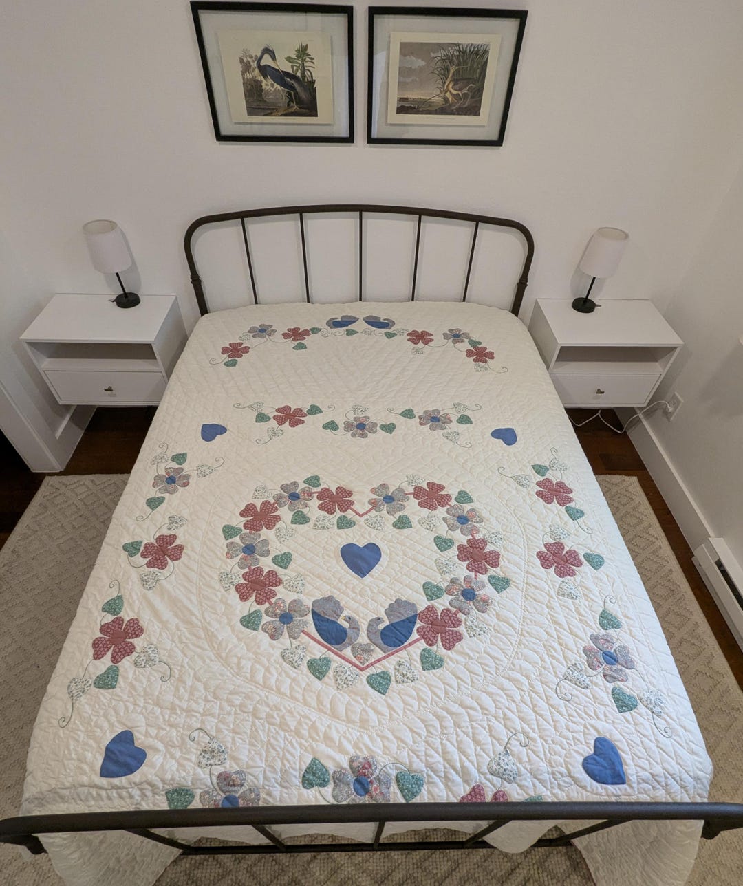 Hand-appliqued Hearts & Doves Quilt: Romantic Pennsylvania Dutch Style ...