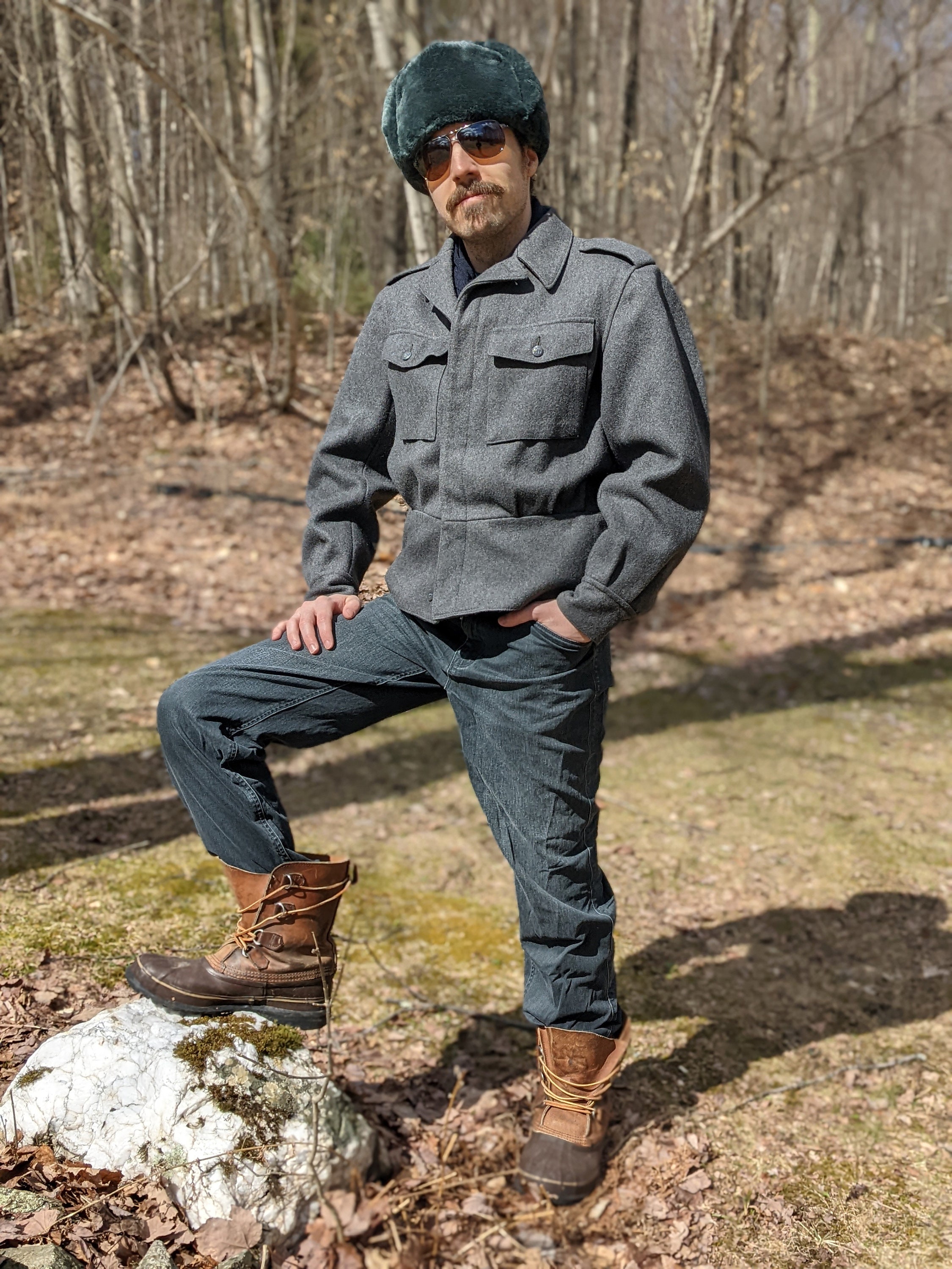 Authentic Gray/blue Ukrainian Ushanka Fur and Wool Hat Warm - Etsy