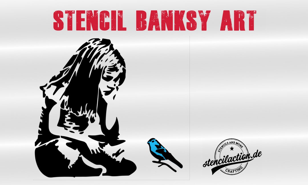 Stencil Banksy Girl With a Bird DIN A4 / A3 Stencil Airbrush DIY ...