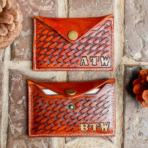 Tooled Leather Business Card Holder - Etsy
