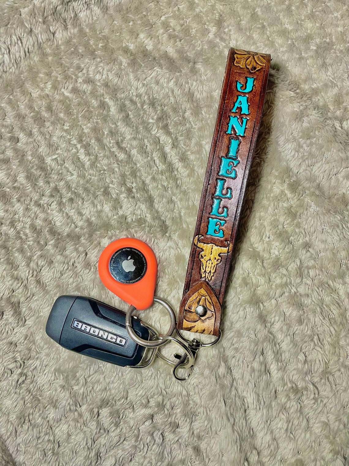 Custom Tooled Leather Key Fob Wristlet - Etsy