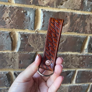 Tooled Leather Key Fob - Etsy