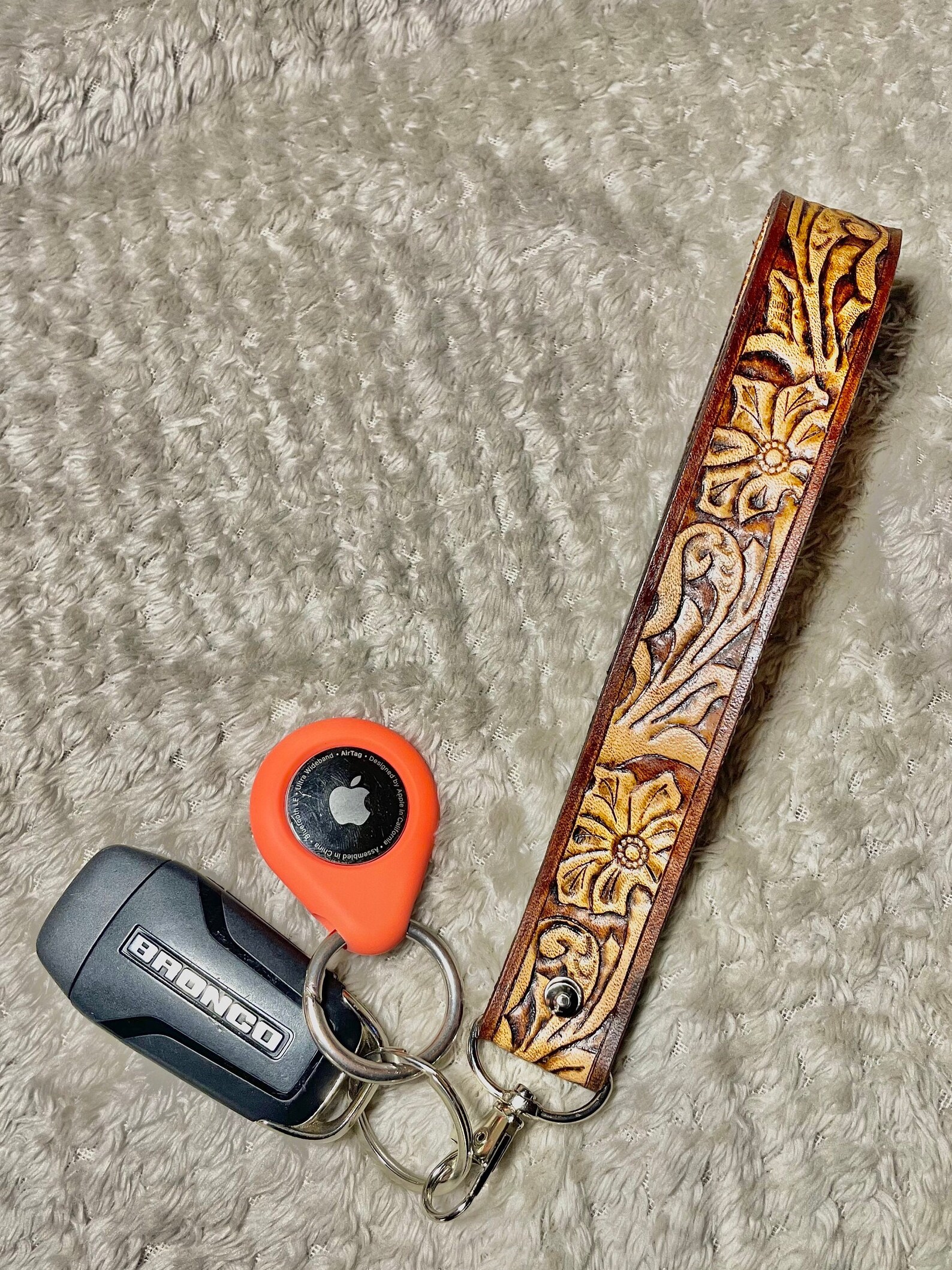 Custom Tooled Leather Key Fob Wristlet - Etsy