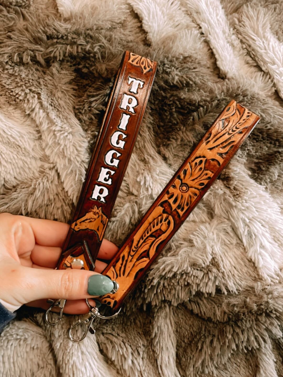 Custom Tooled Leather Key Fob Wristlet Tooled - Etsy