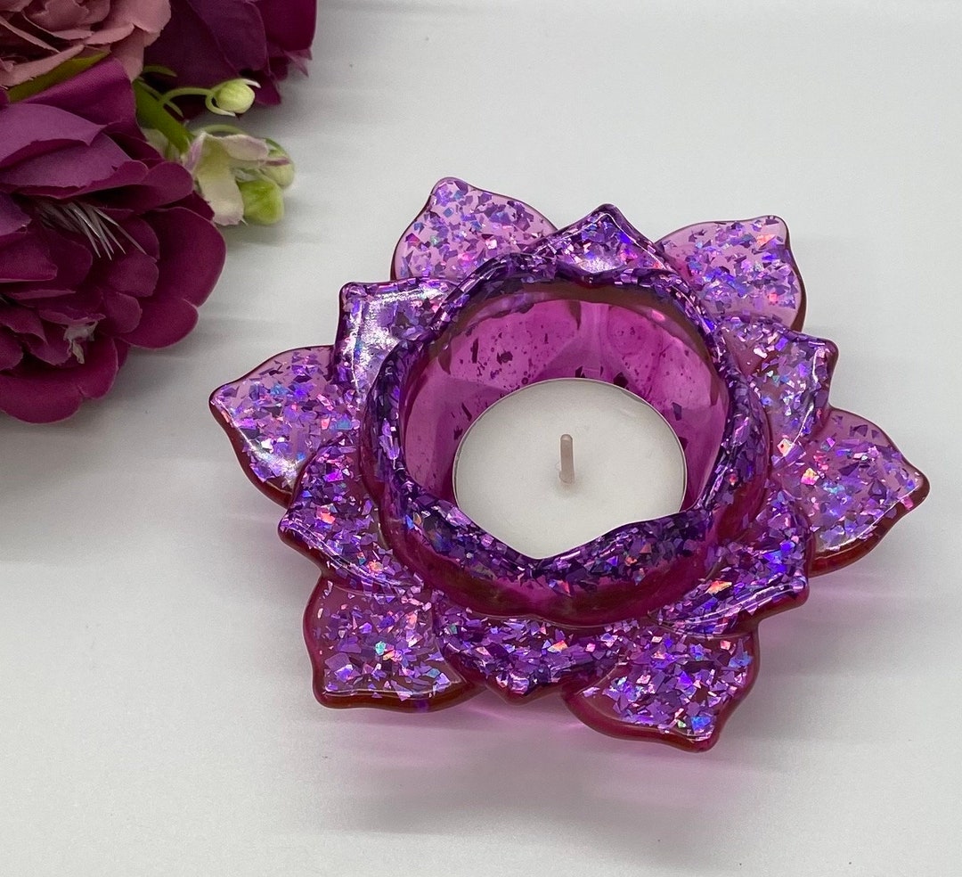 Purple Resin Lotus Flower Tealight Holder - Etsy
