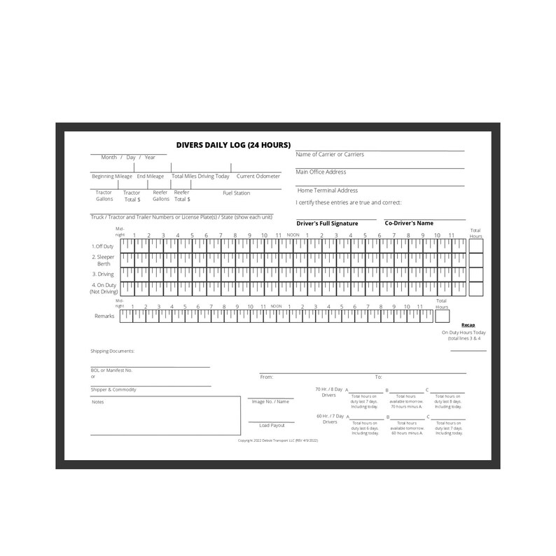 Truck Driver's Daily Log Book | Maintenance Tracker | Parts List ...